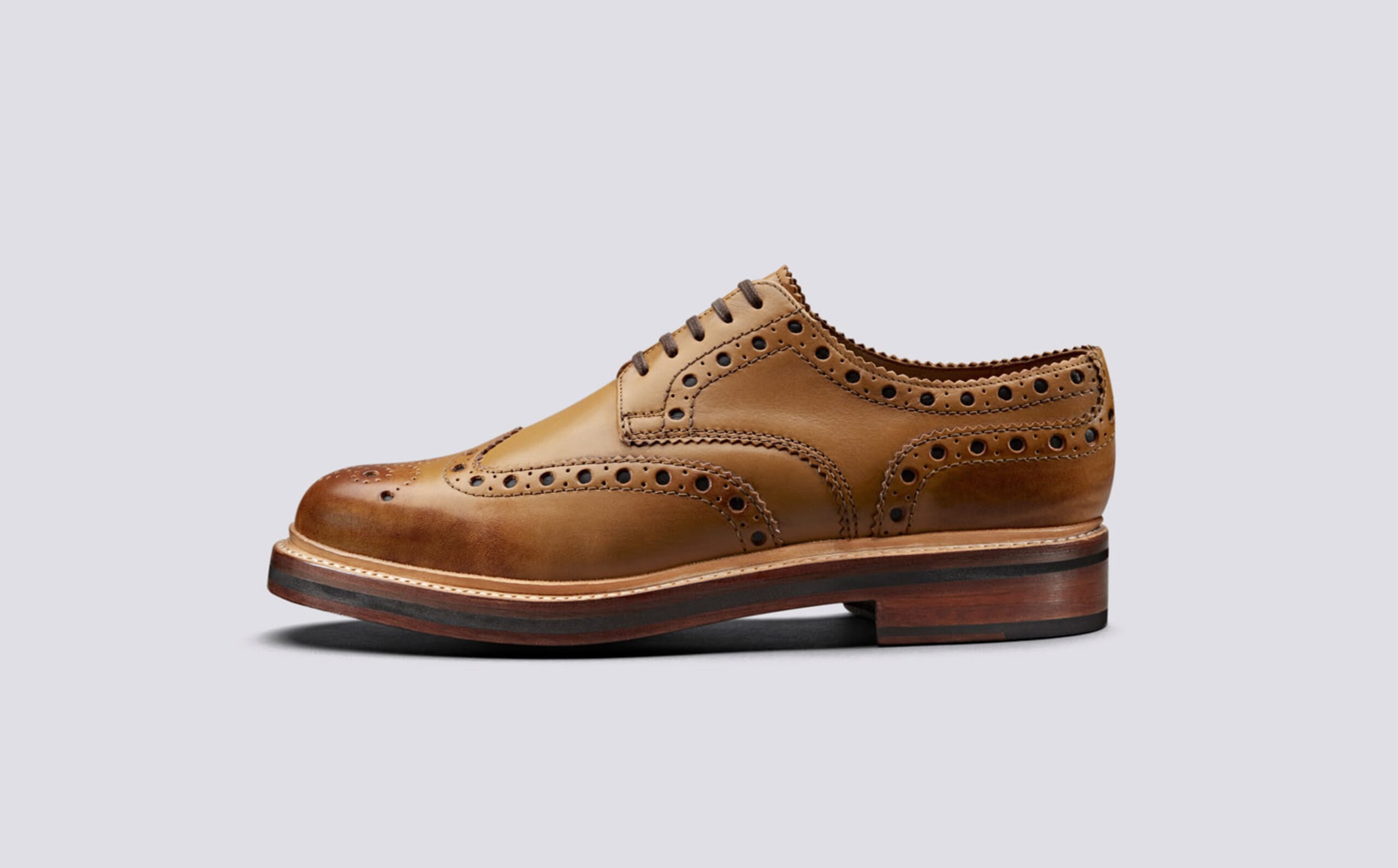 Archie | Mens Gibson Brogue in Tan Calf Leather with a Leather Sole ...