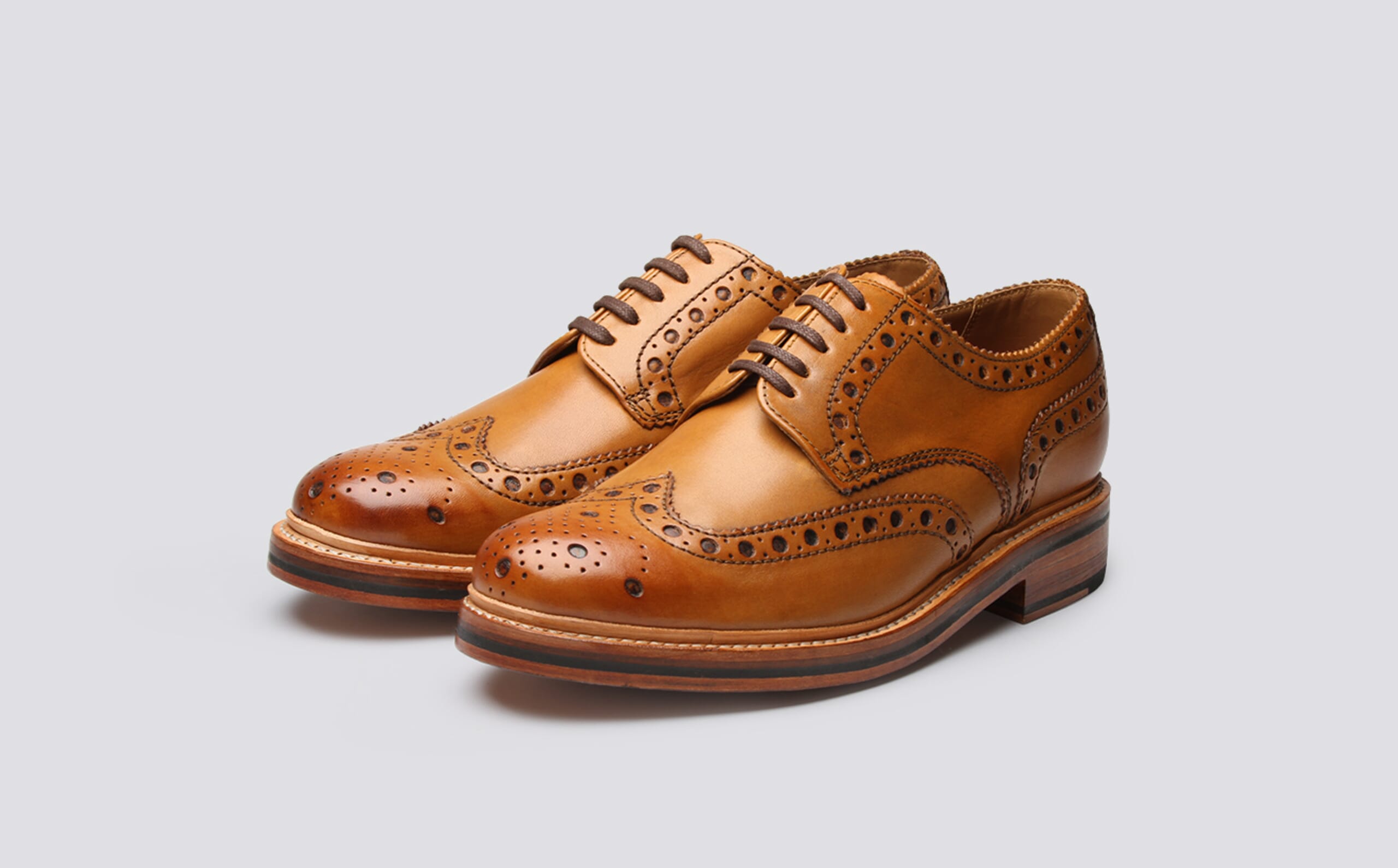 Archie | Mens Gibson Brogue in Tan Calf Leather with a Leather Sole ...