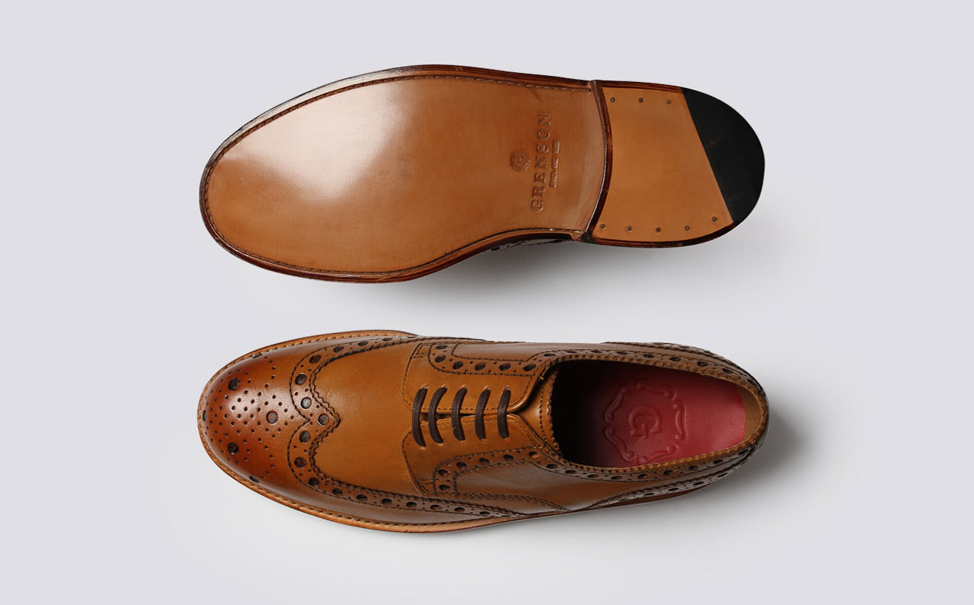 Archie | Mens Gibson Brogue in Tan Calf Leather with a Leather Sole ...