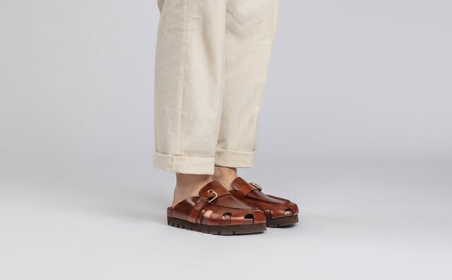 Dale | Clogs for Men in Tan Leather with Rubber Sole | Grenson
