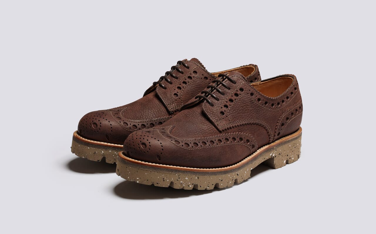 Archie | Mens Brogues in Tan Handpainted Leather | Grenson