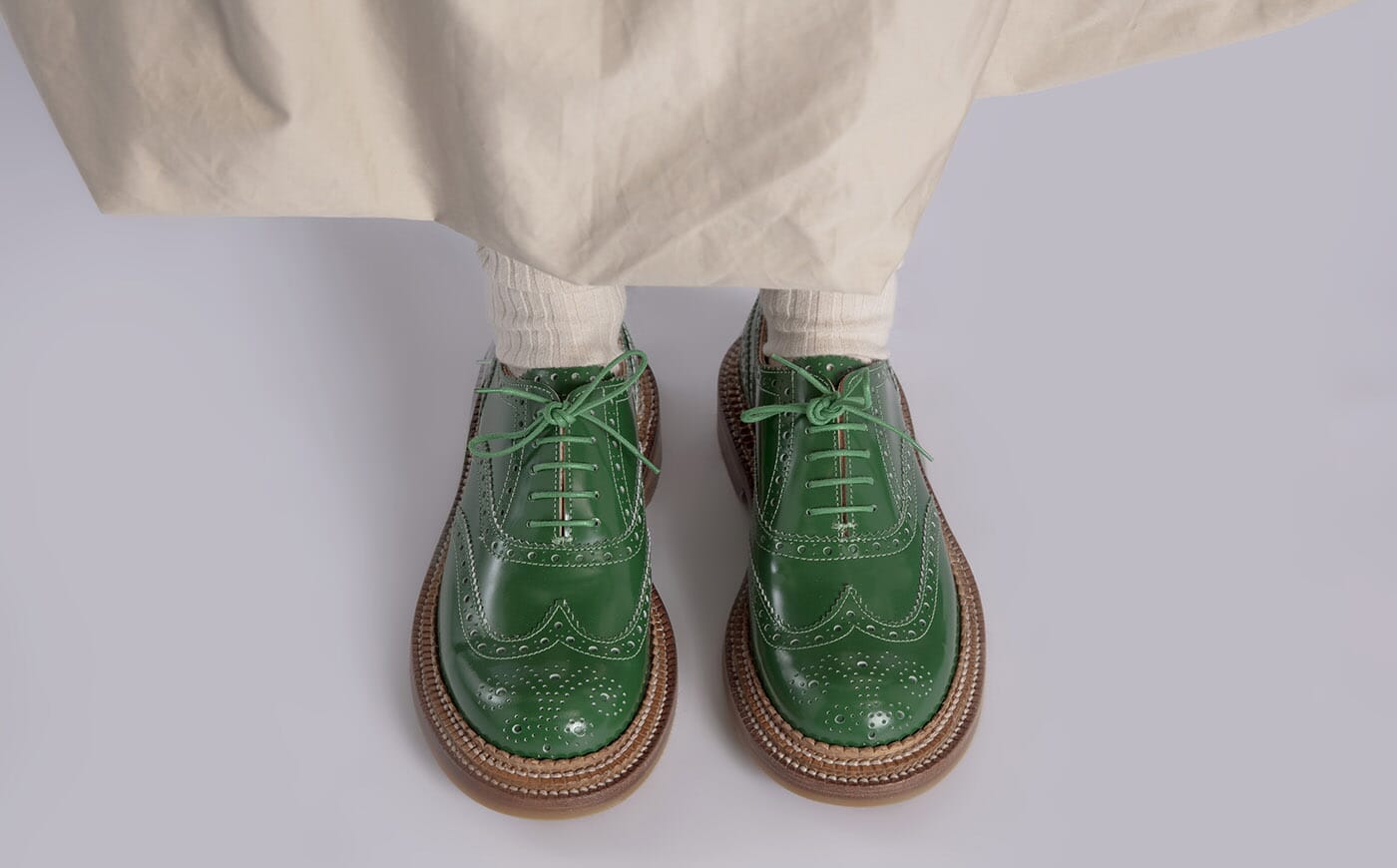 Dominique | Womens Triple Welt Brogues in Green | Grenson