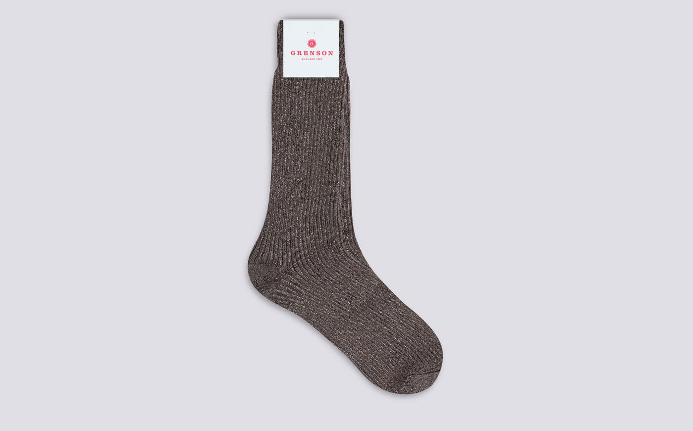 Womens Glitter Ribbed Sock | Brown Nylon Blend | Grenson