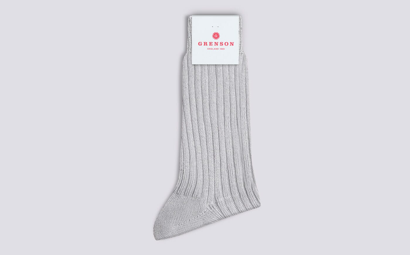 Womens Ribbed Sock | Silver Cotton Blend | Grenson
