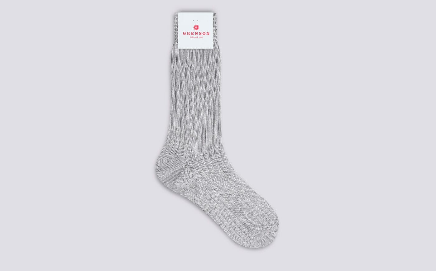 Womens Ribbed Sock | Silver Cotton Blend | Grenson