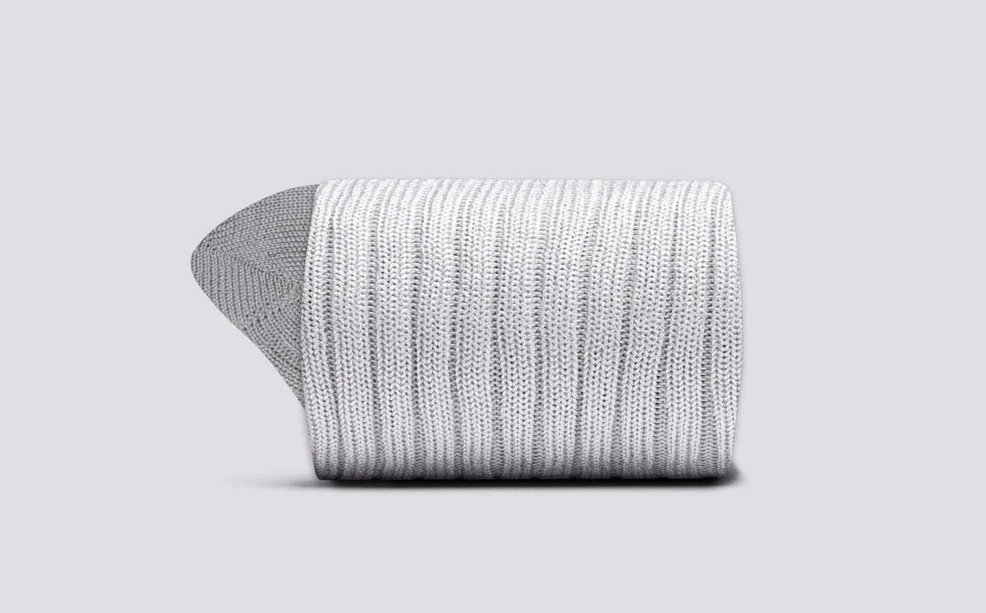 Womens Ribbed Sock | Silver Cotton Blend | Grenson