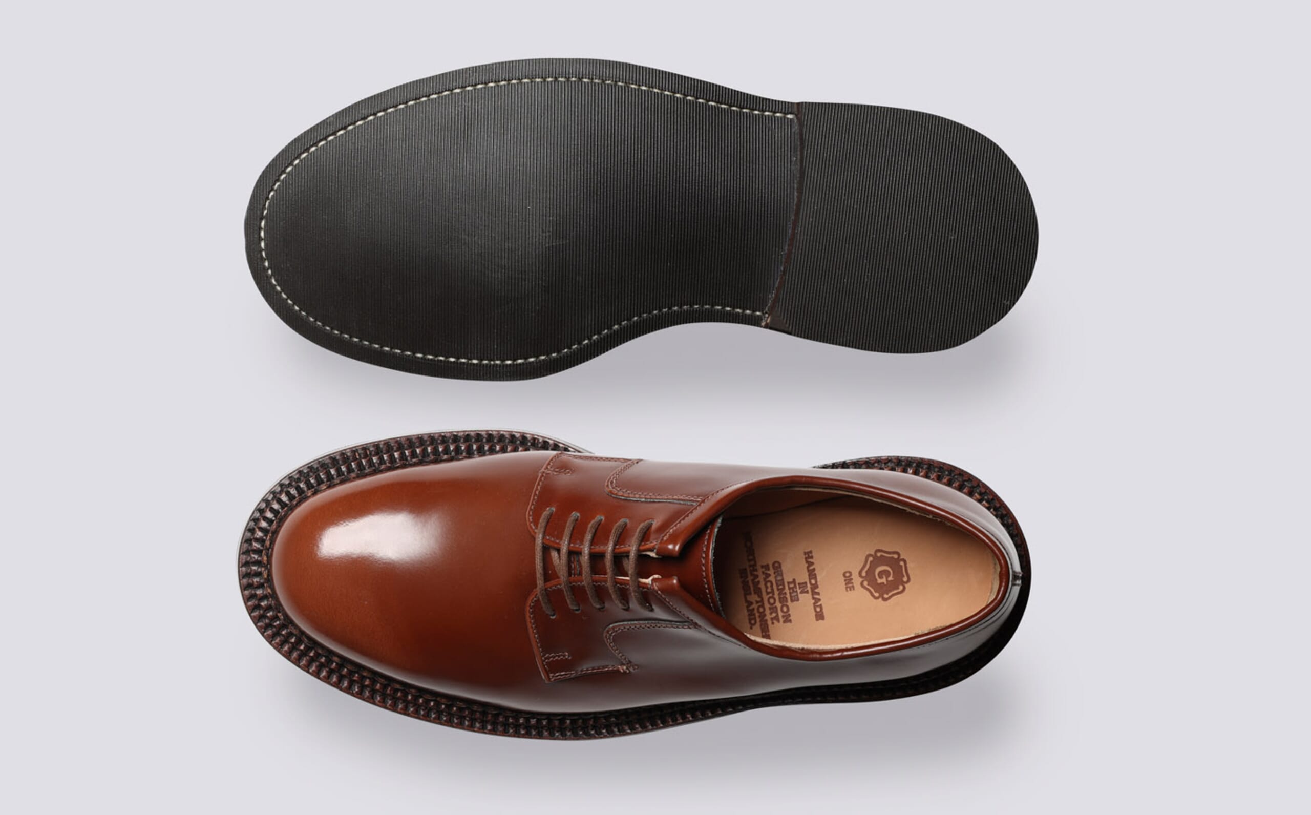 Camden | Mens Triple Welt Shoes in Mid Brown Leather | Grenson