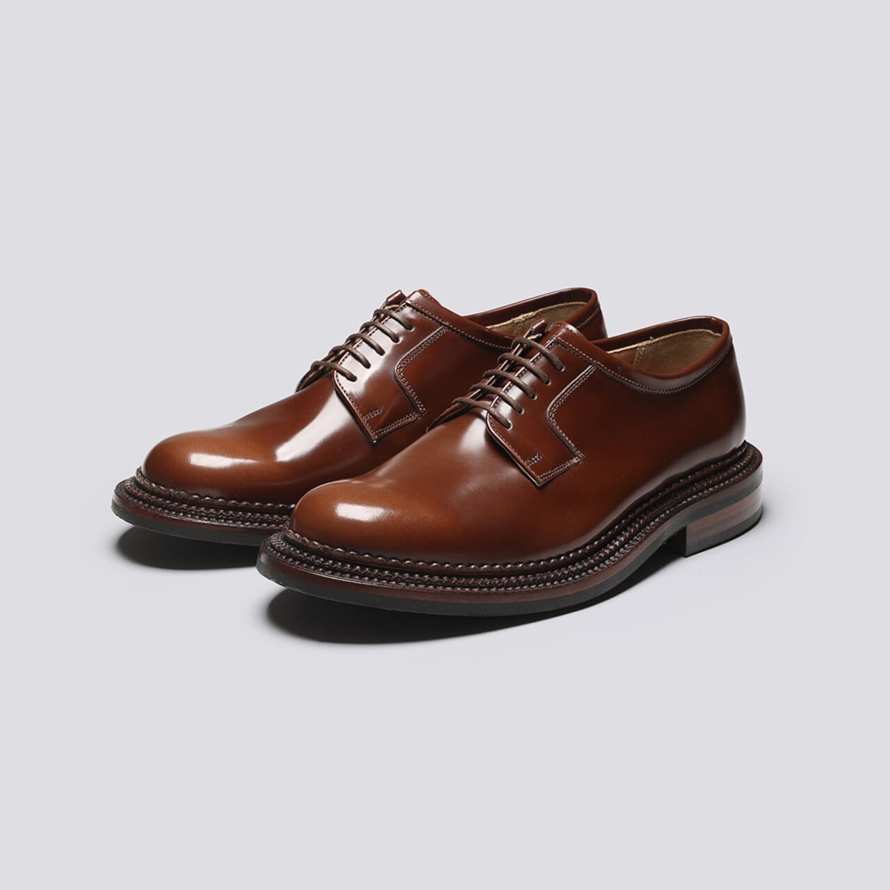 Camden | Mens Triple Welt Shoes in Mid Brown Leather | Grenson