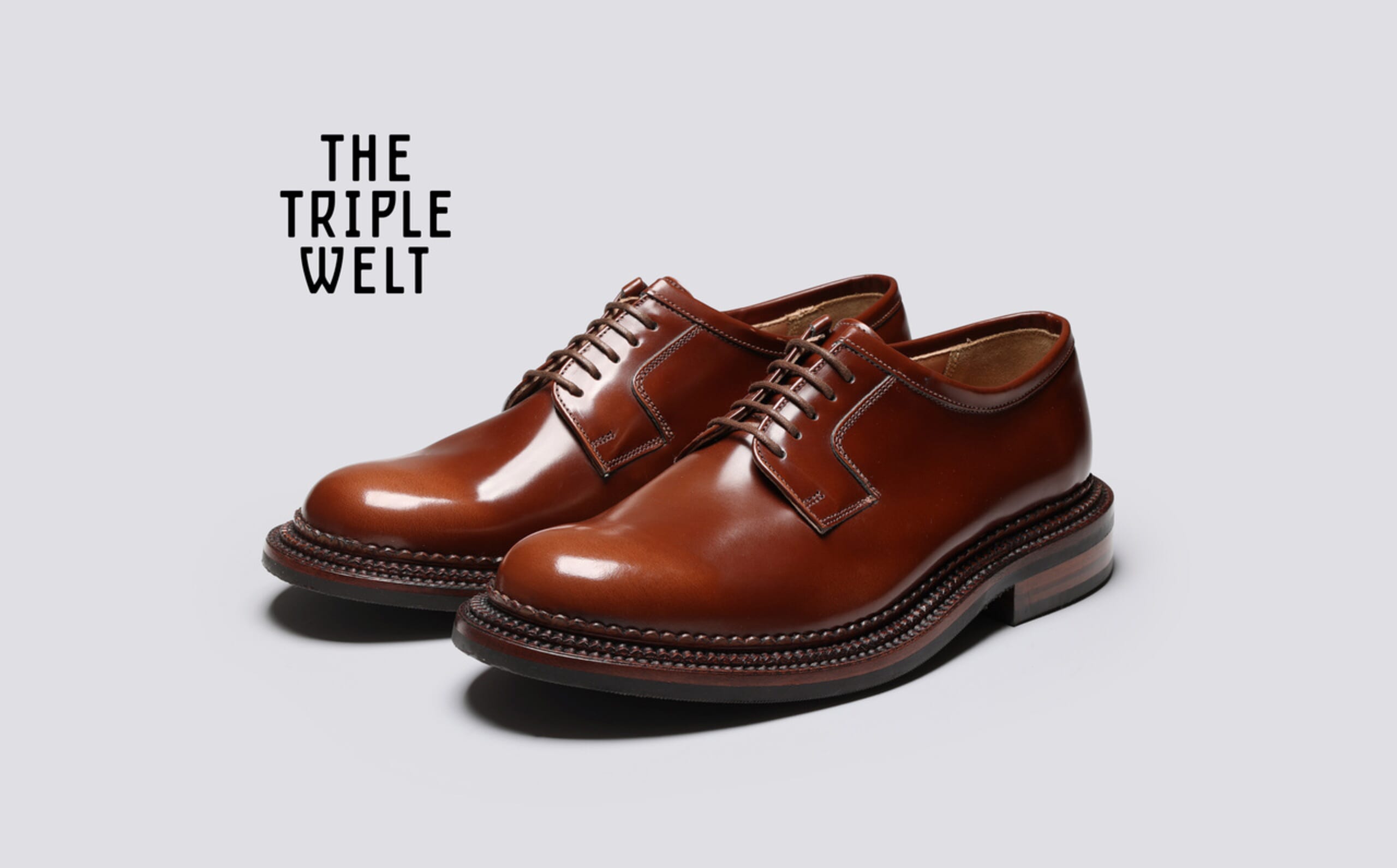 Camden | Mens Triple Welt Shoes in Mid Brown Leather | Grenson