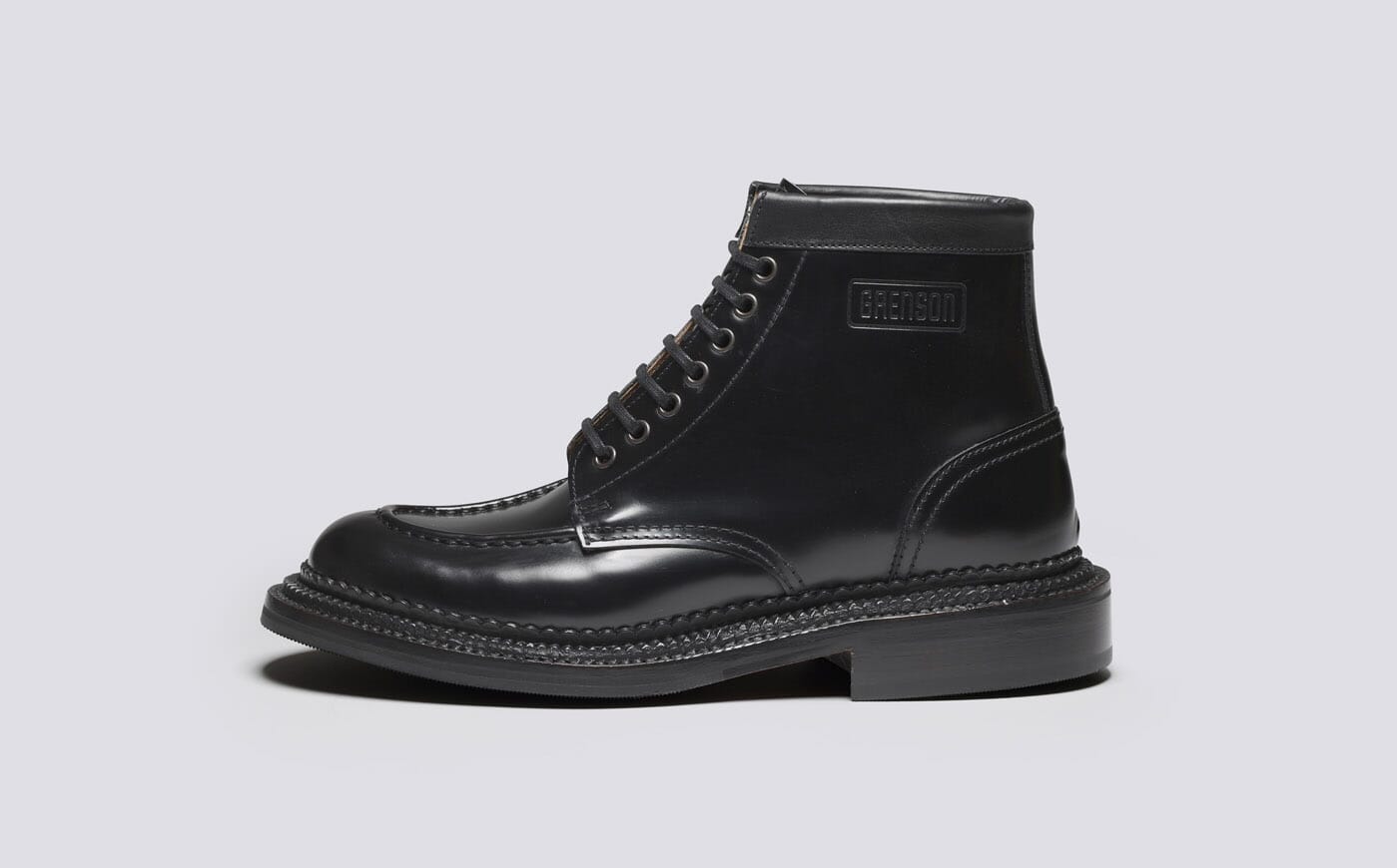Sadie | Womens Triple Welt Boots in Black Leather | Grenson