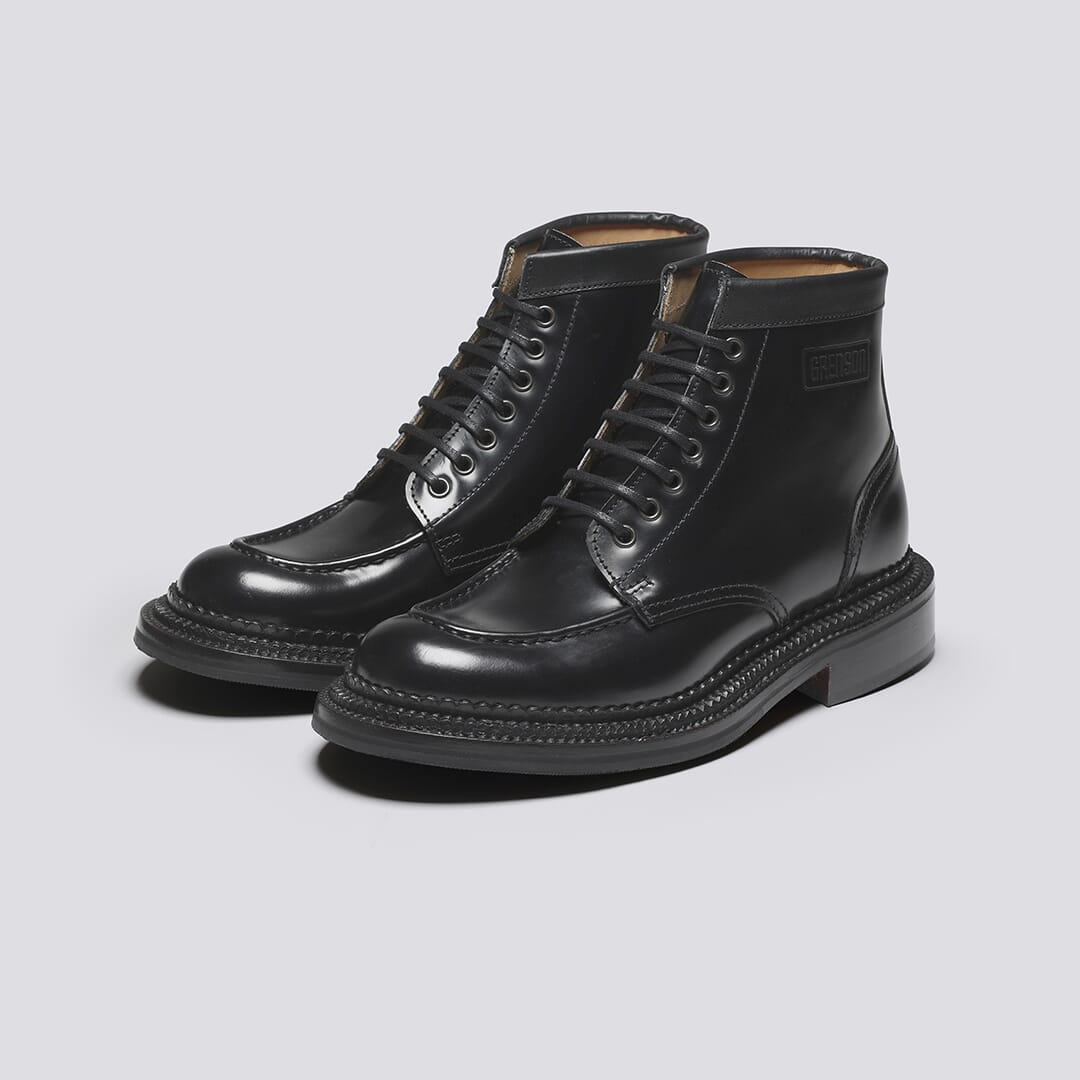 Sadie | Womens Triple Welt Boots in Black Leather | Grenson