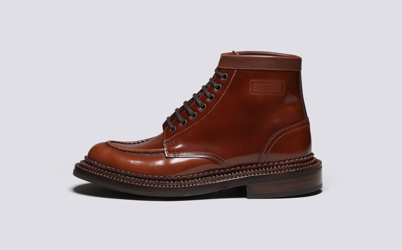 Sadie | Womens Triple Welt Boots in Mid Brown Leather | Grenson
