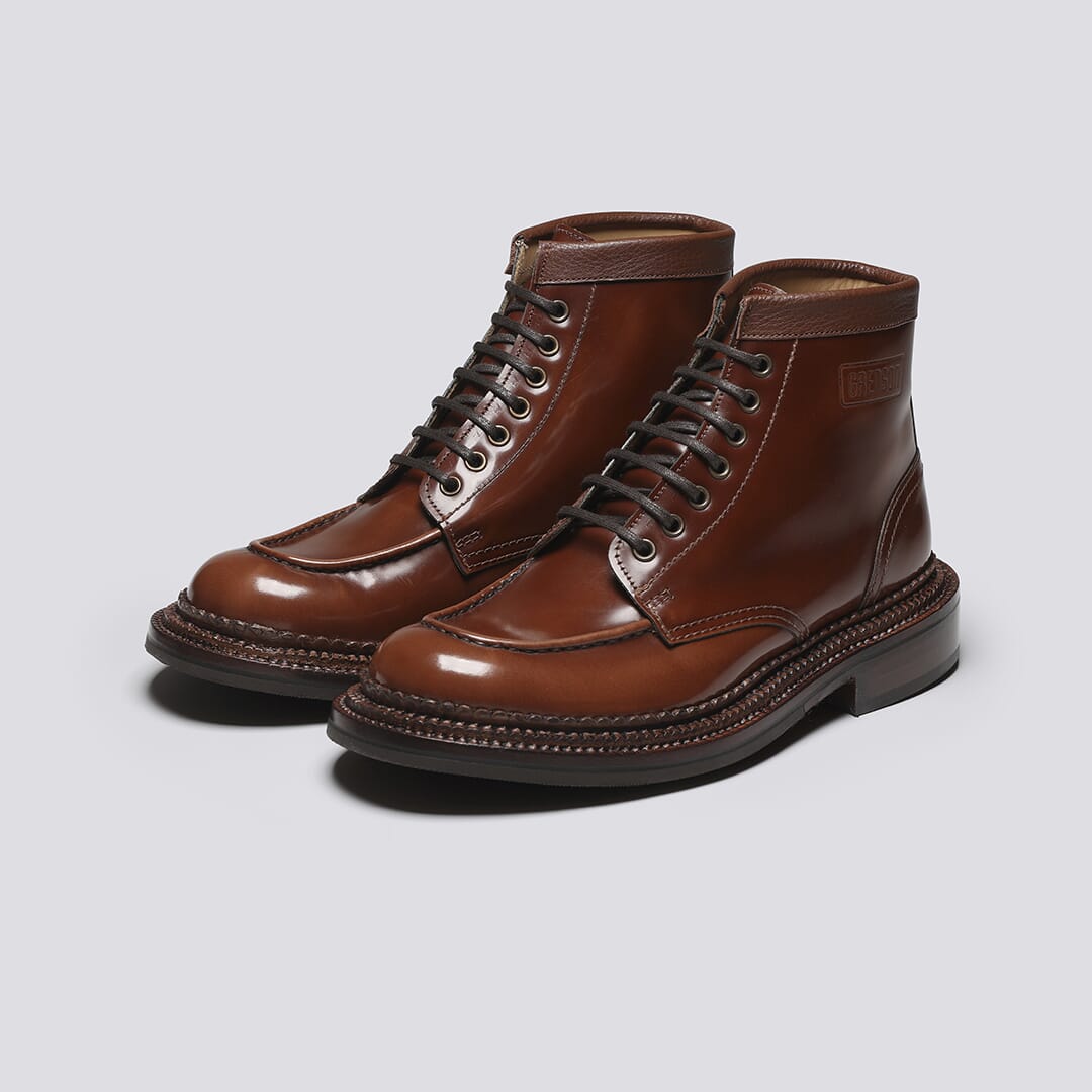 Sadie | Womens Triple Welt Boots in Mid Brown Leather | Grenson