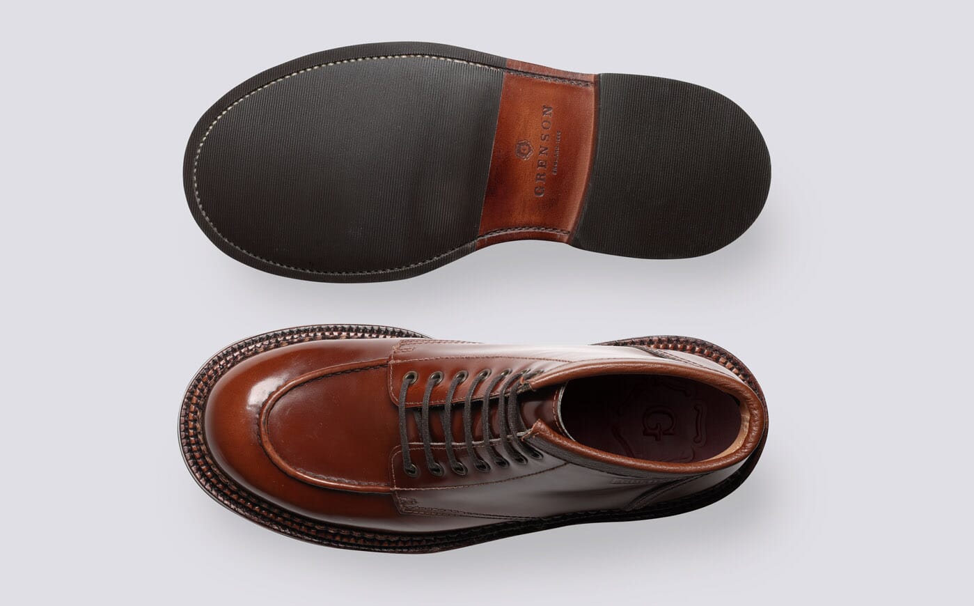 Sonny | Mens Triple Welt Boots in Mid Brown Leather | Grenson