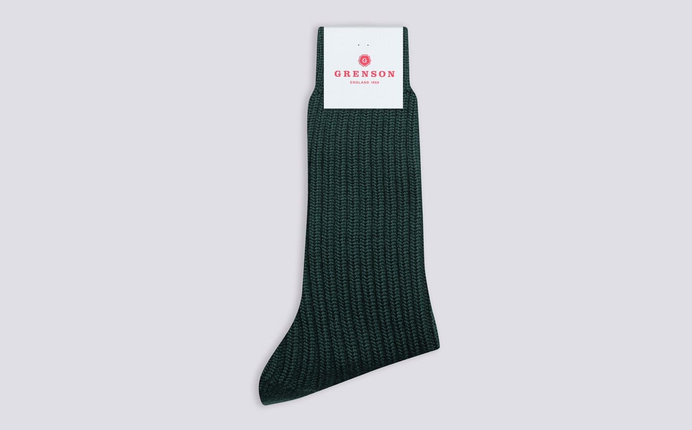 Mens Chunky Wool Sock | Green Wool | Grenson