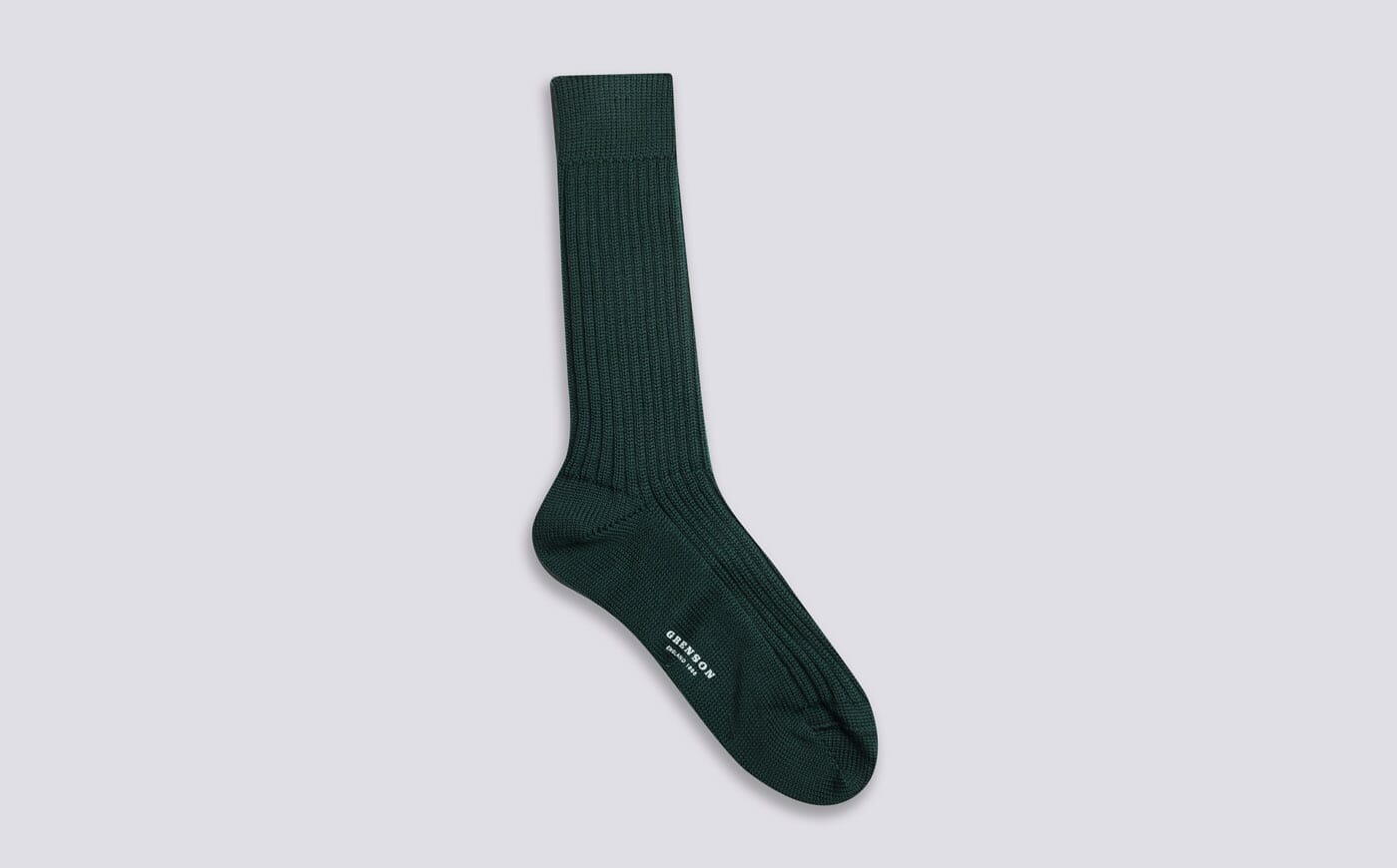 Mens Chunky Wool Sock | Green Wool | Grenson
