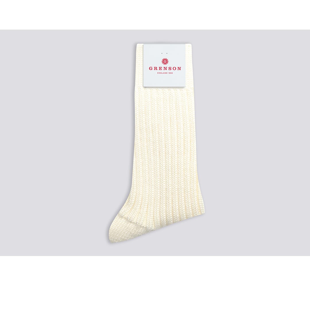 Womens Chunky Wool Sock | Cream Wool | Grenson
