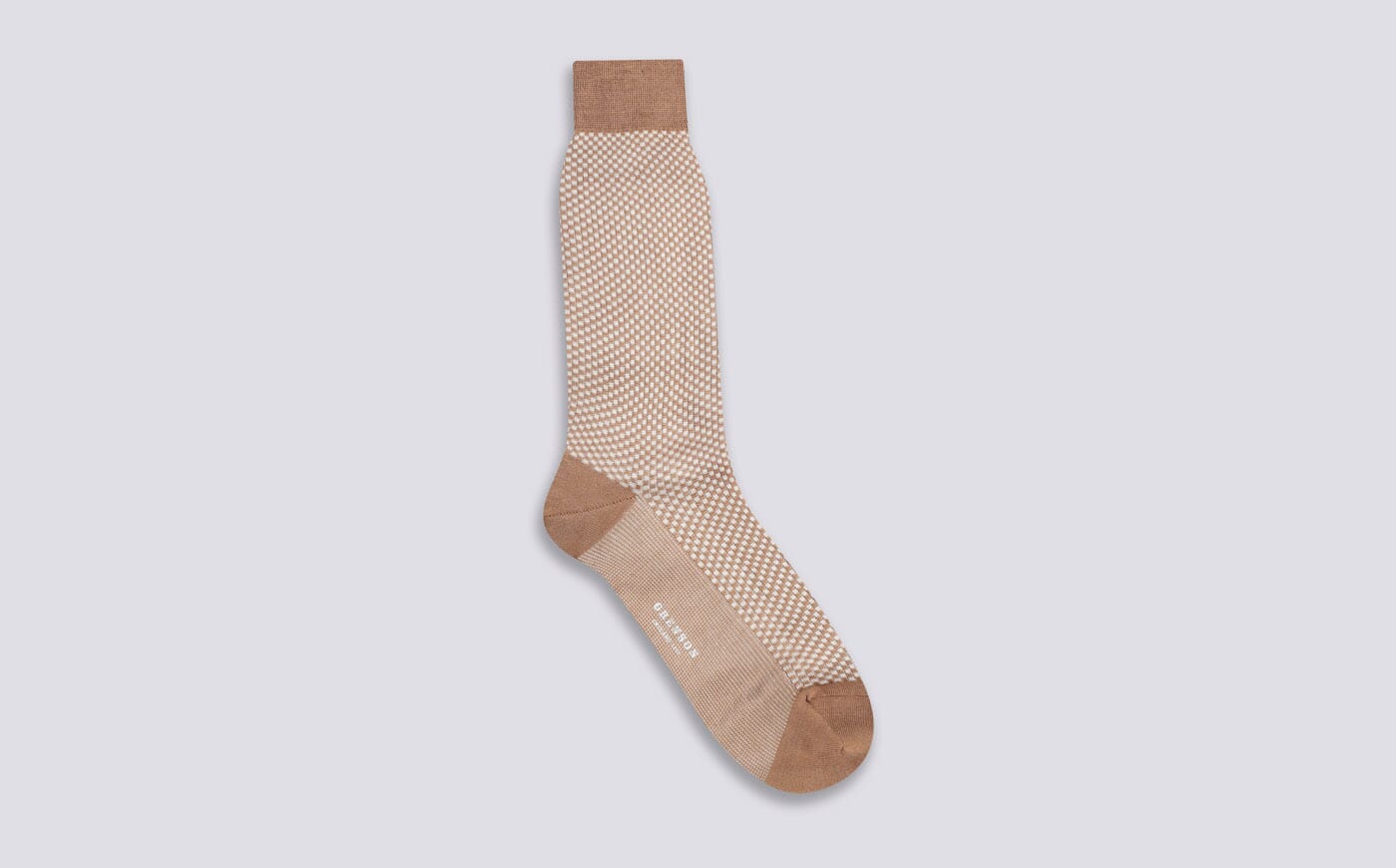 Mens Checker Sock | Brown and Beige Cotton | Grenson