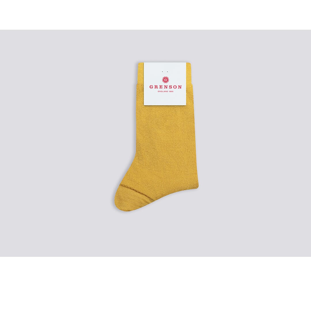 Womens Chunky Rib Sock | Mustard Wool | Grenson