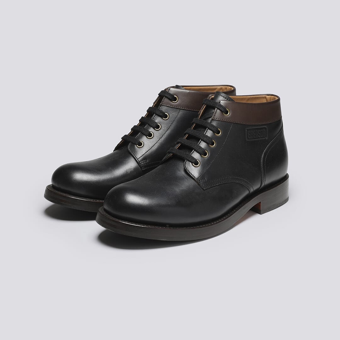 Ted | Mens Boots in Black Pull Up Leather | Grenson
