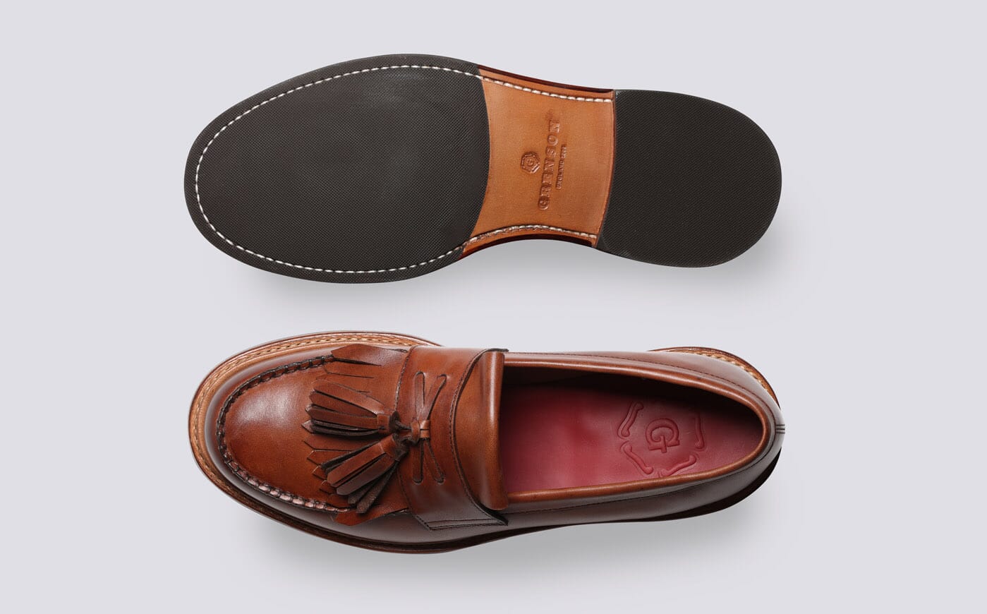 Morven | Mens Loafers in Tan Handpainted Leather | Grenson