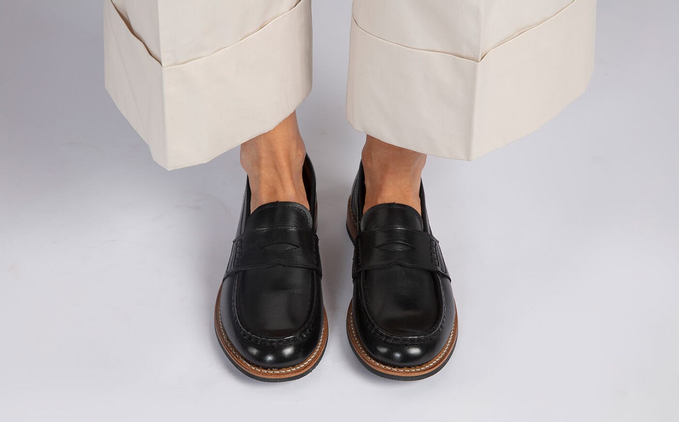 Natalie | Womens Loafers in Black Leather | Grenson