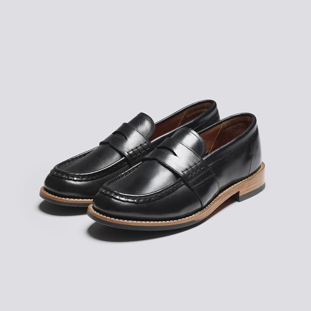 Natalie | Womens Loafers in Black Leather | Grenson