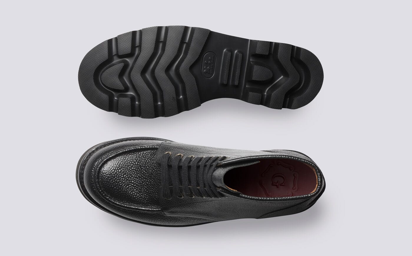 Asa | Mens Derby Boots in Black Country Grain Leather | Grenson