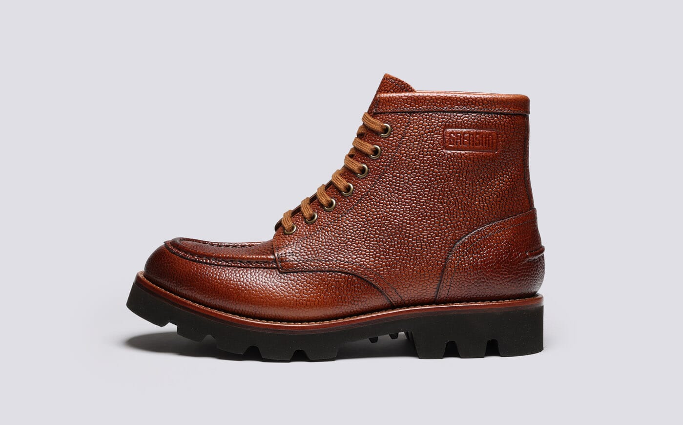 Asa | Mens Derby Boots in Tan Country Grain Leather | Grenson