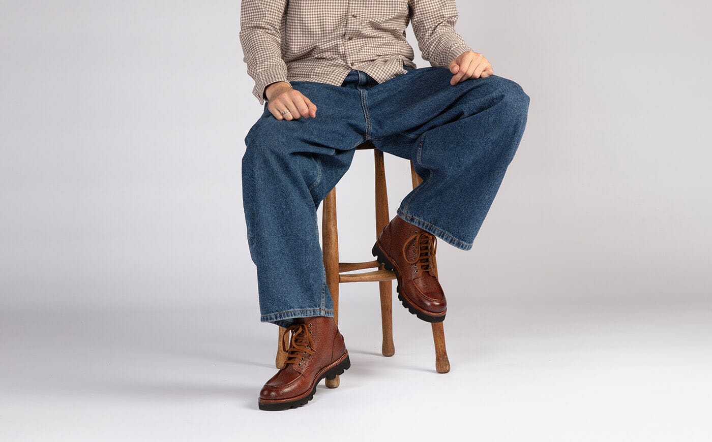 Asa | Mens Derby Boots in Tan Country Grain Leather | Grenson