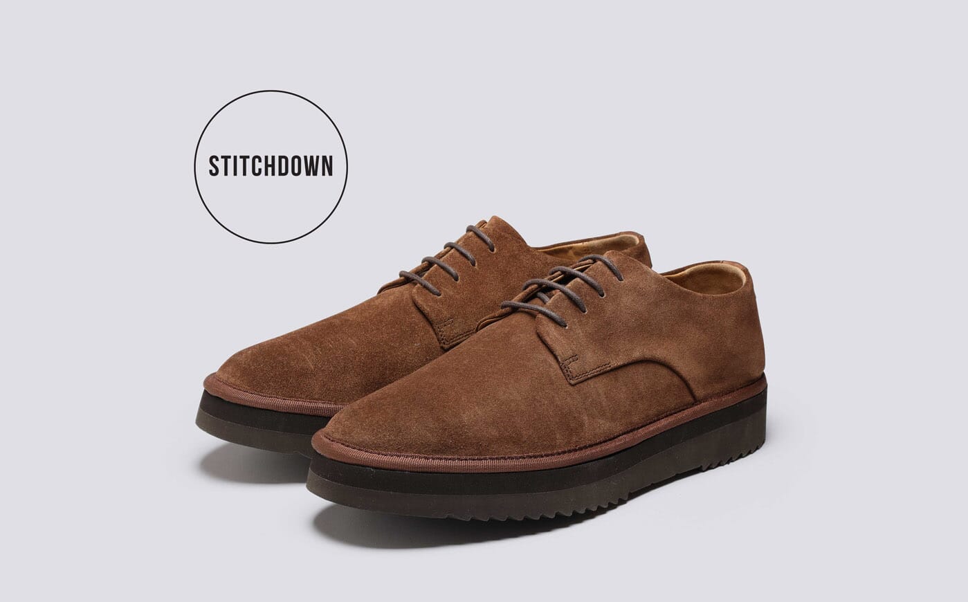Byron | Mens Derby Shoes in Toffee Suede | Grenson