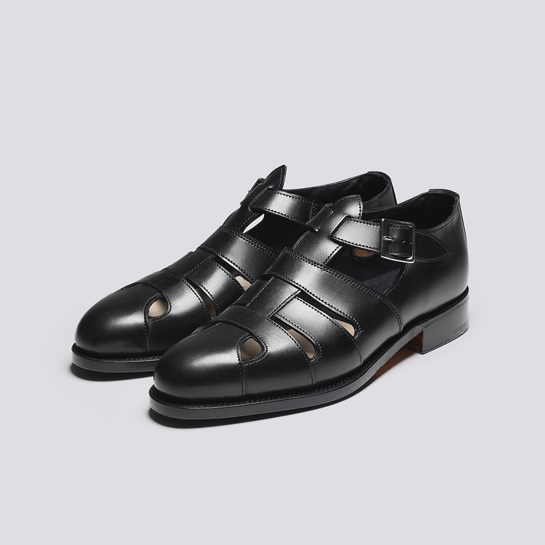 Fisher | Mens Sandals in Black Leather | Grenson