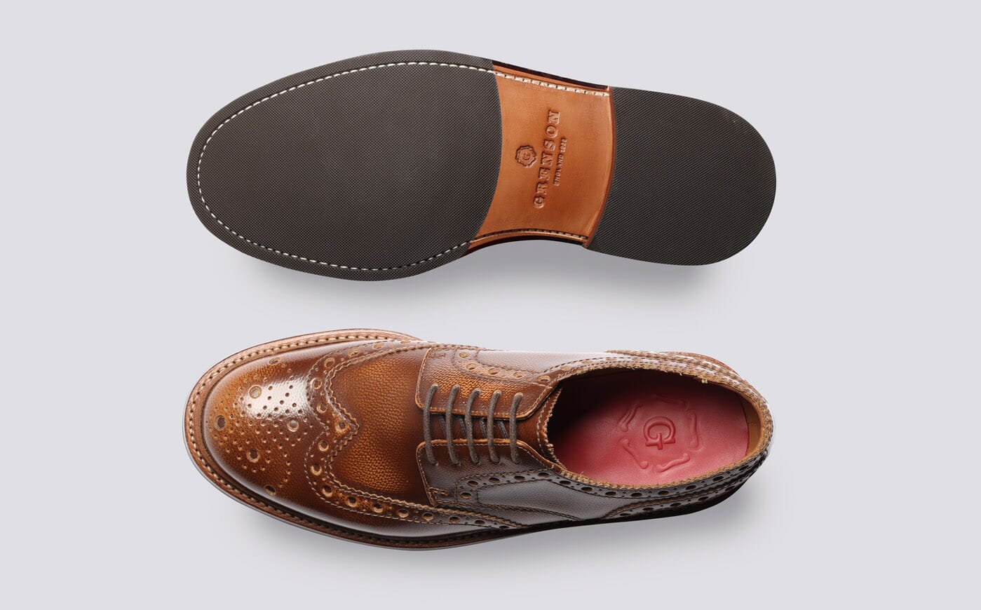 Archie | Mens Brogues in Tan Grain Leather | Grenson