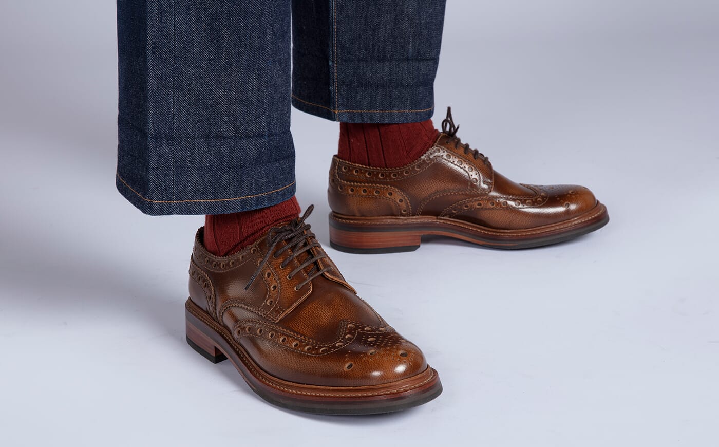 Archie | Mens Brogues in Tan Grain Leather | Grenson