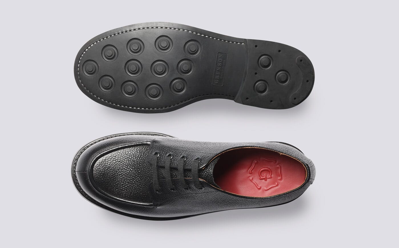 Eric | Mens Derby Shoes in Black Grain Leather | Grenson