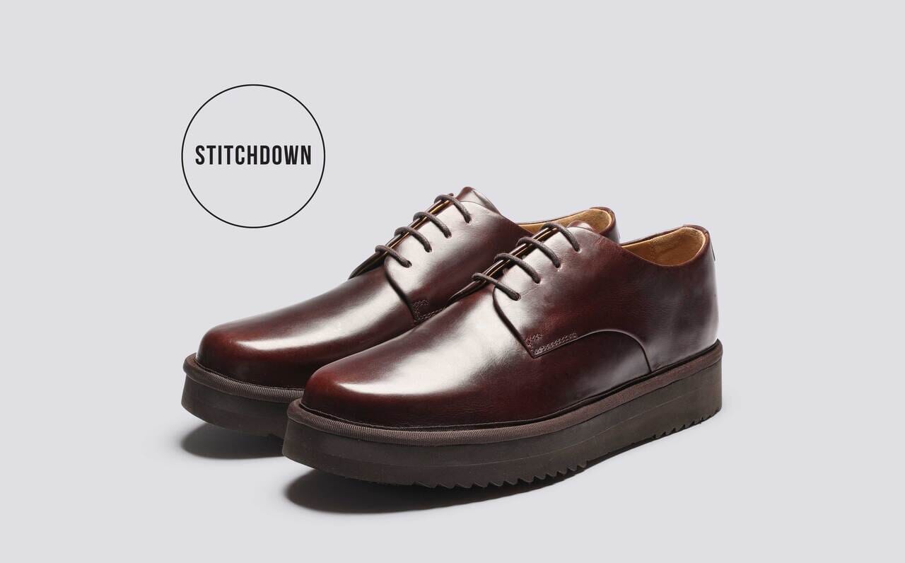 Byron | Mens Derby Shoes in Brown Pull Up Leather | Grenson