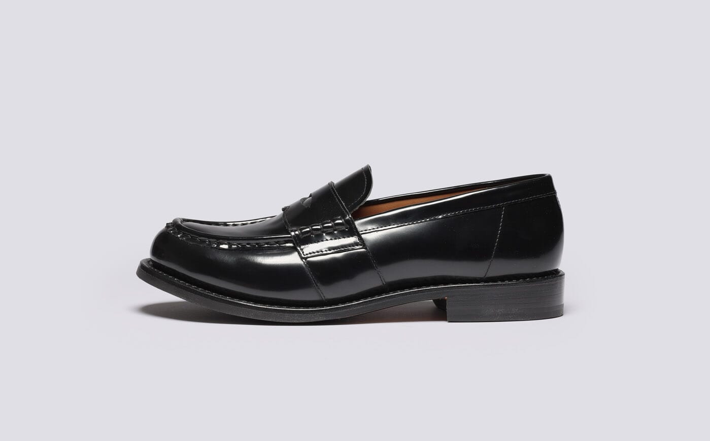 Natalie | Womens Loafers in Black Gloss Leather | Grenson