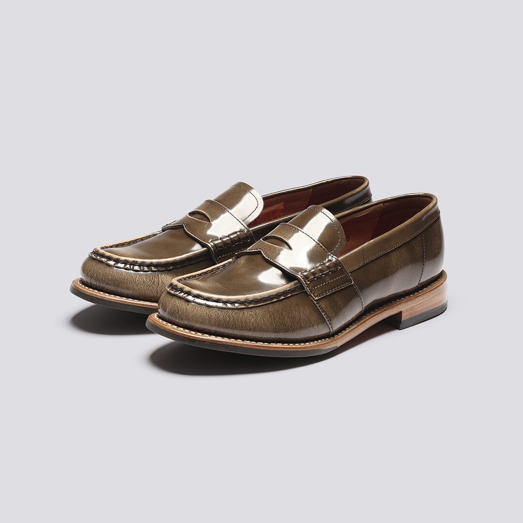 Natalie | Womens Loafers in Taupe Rub Off Leather | Grenson