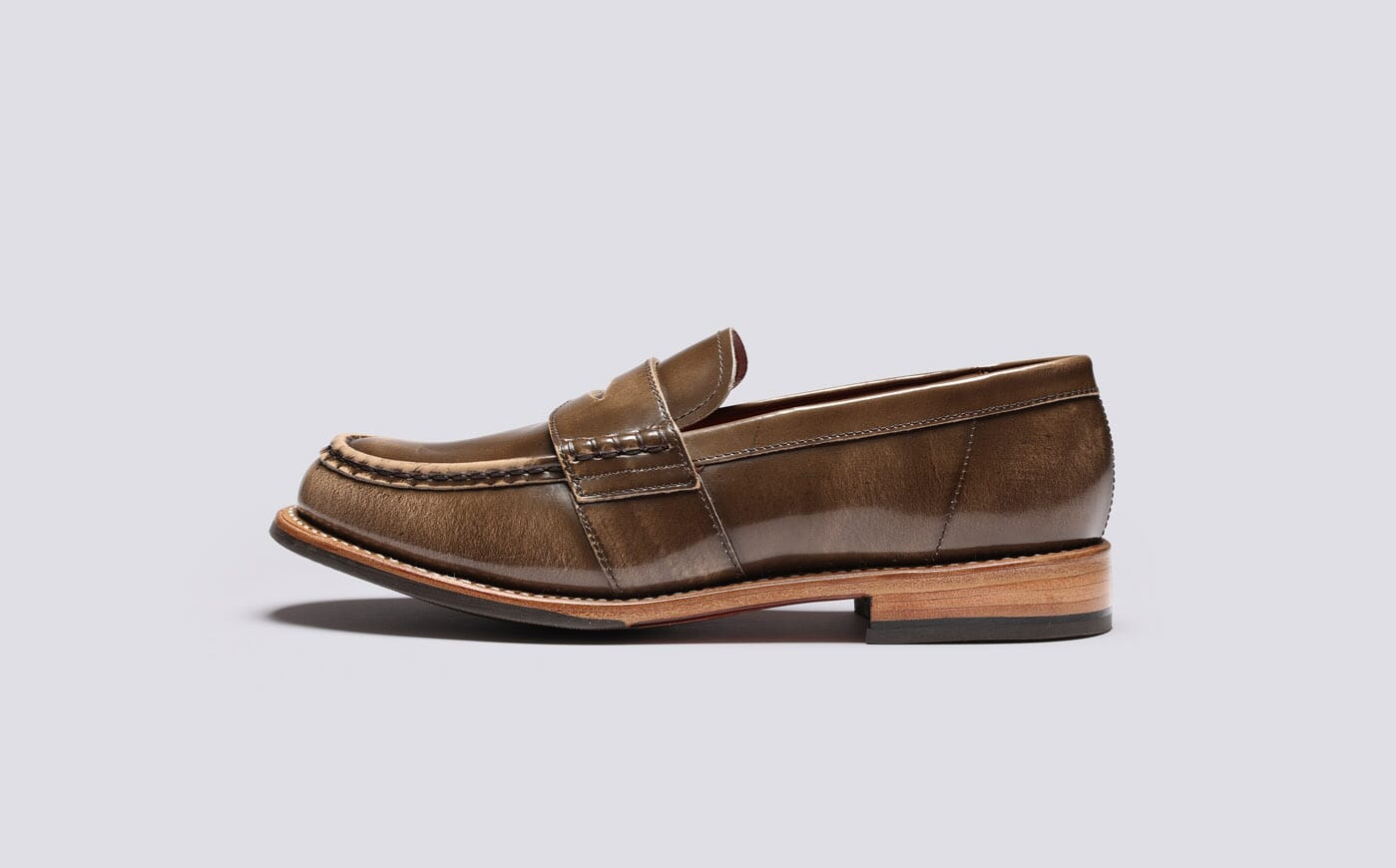 Natalie | Womens Loafers in Taupe Rub Off Leather | Grenson