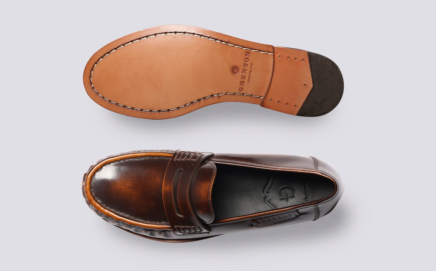 Susanna | Womens Moccasin Loafers in Tan Rub Off Leather | Grenson