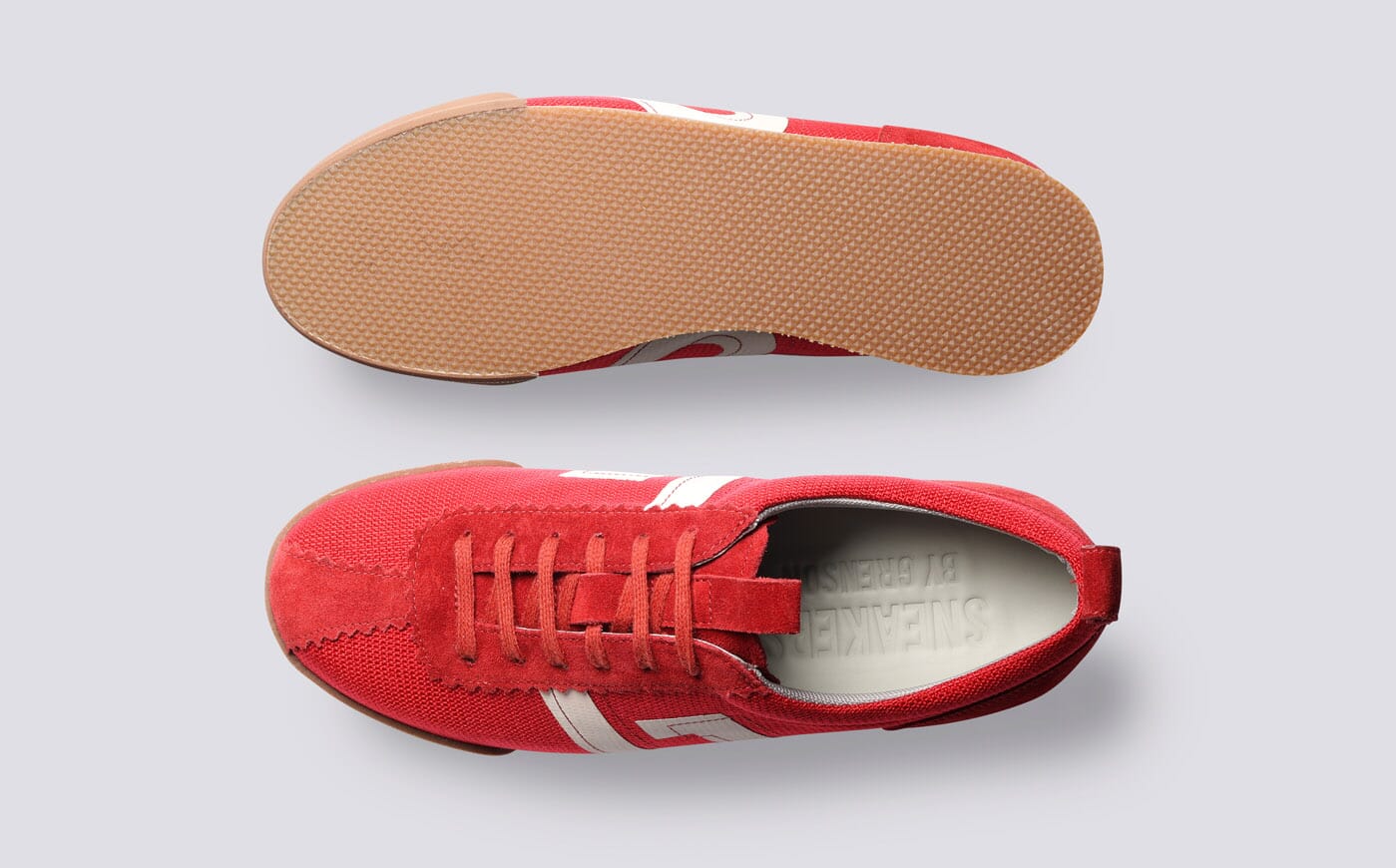 Sneaker 80 | Womens Trainers in Red Cordura and Suede | Grenson