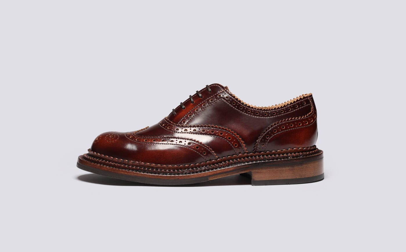 Dominique | Womens Triple Welt Brogue in Brick | Grenson