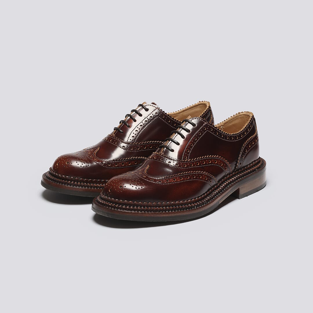 Dominique | Womens Triple Welt Brogue in Brick | Grenson