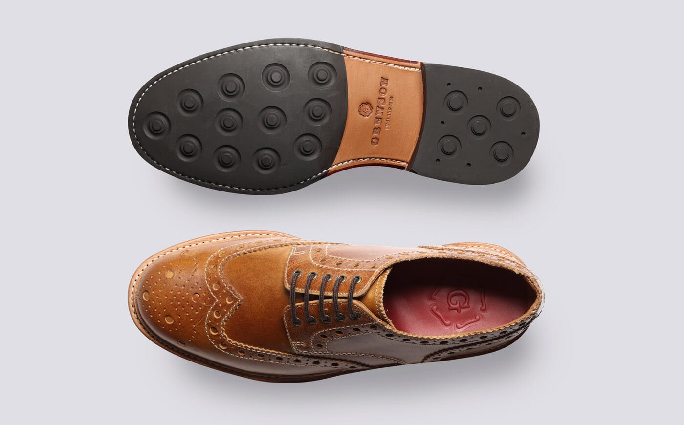 Archie | Mens Brogues in Tan Pull Up Leather | Grenson
