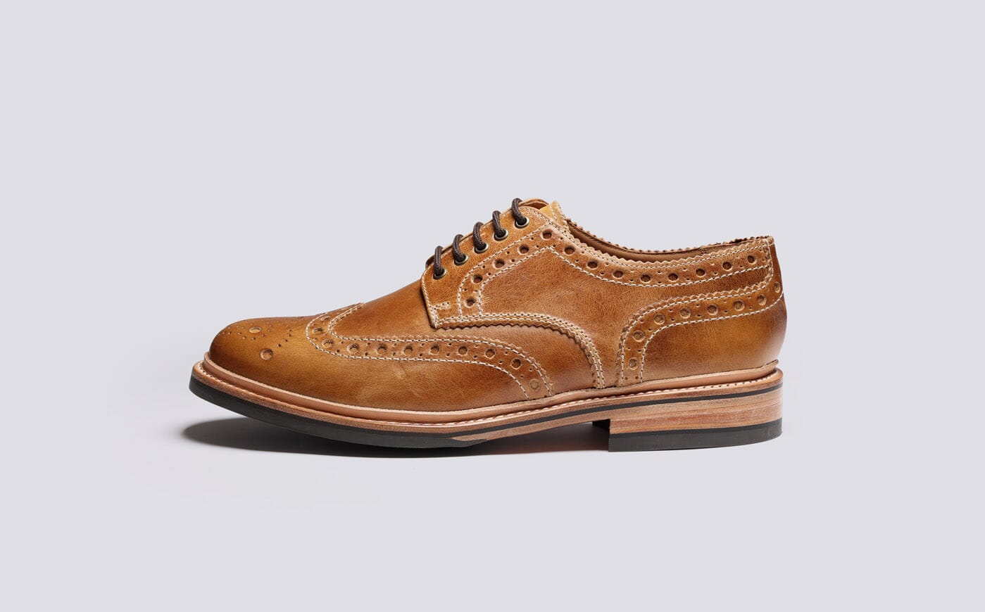 Archie | Mens Brogues in Tan Pull Up Leather | Grenson