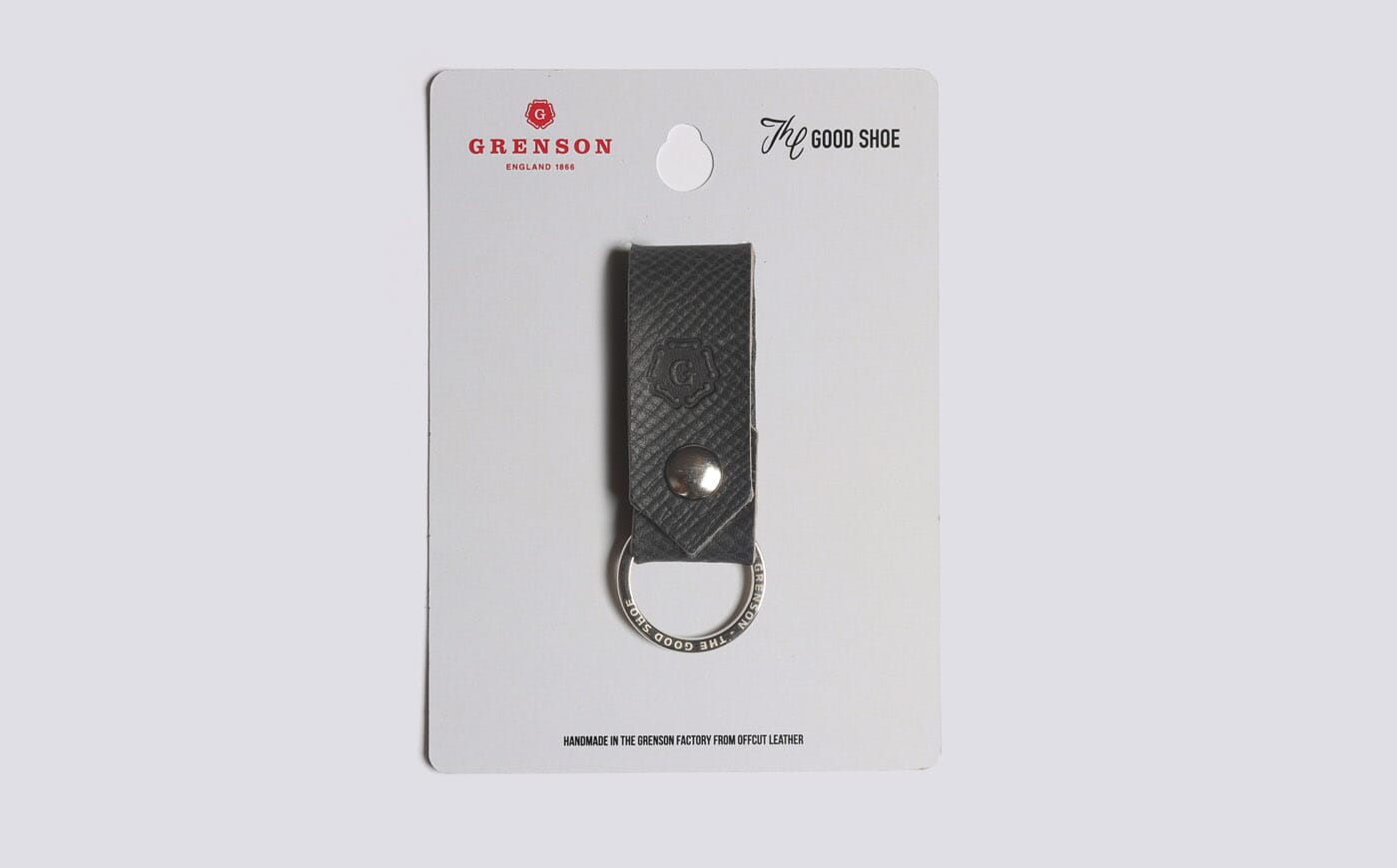 Tab Keyring | Black Grain Leather | Grenson
