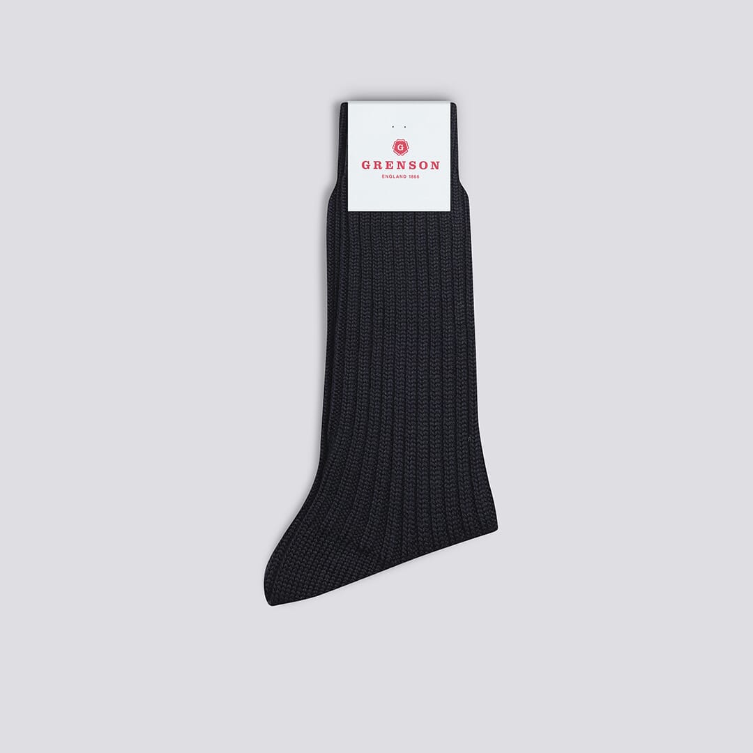 Womens Chunky Wool Sock | Navy Wool | Grenson