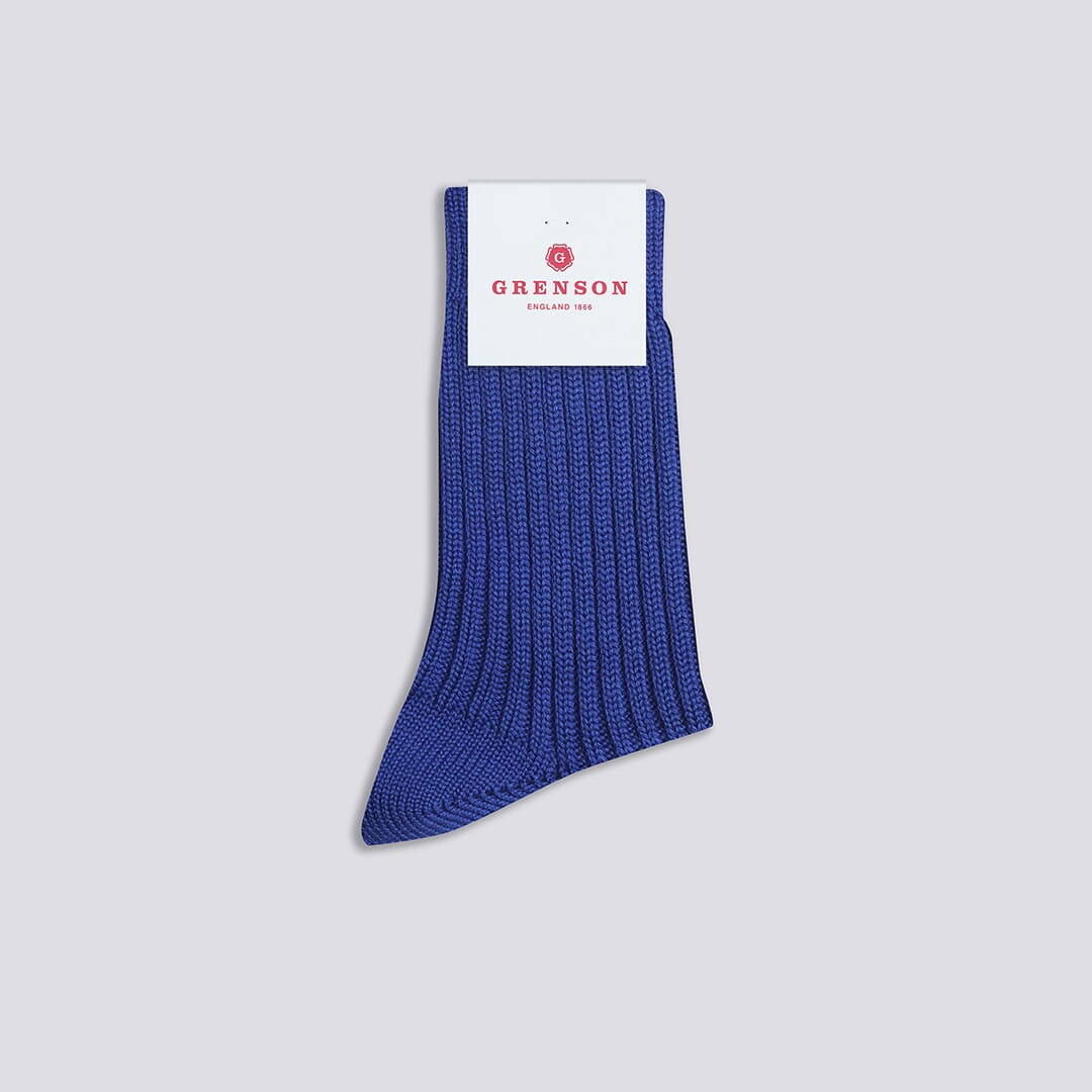 Womens Chunky Wool Sock | Royal Blue Wool | Grenson