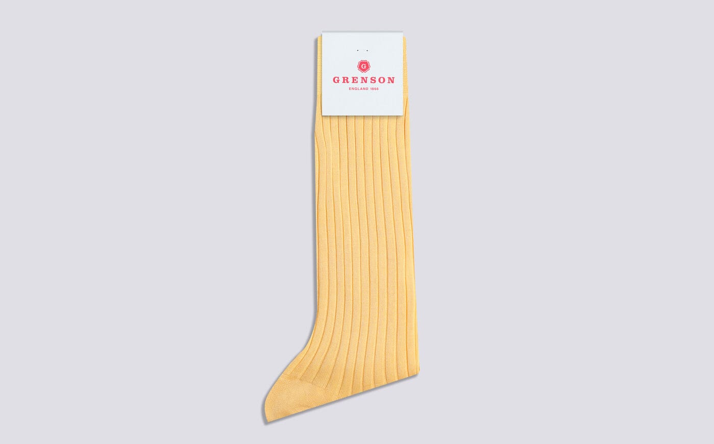 Mens Medium Ribbed Sock | Yellow Cotton | Grenson