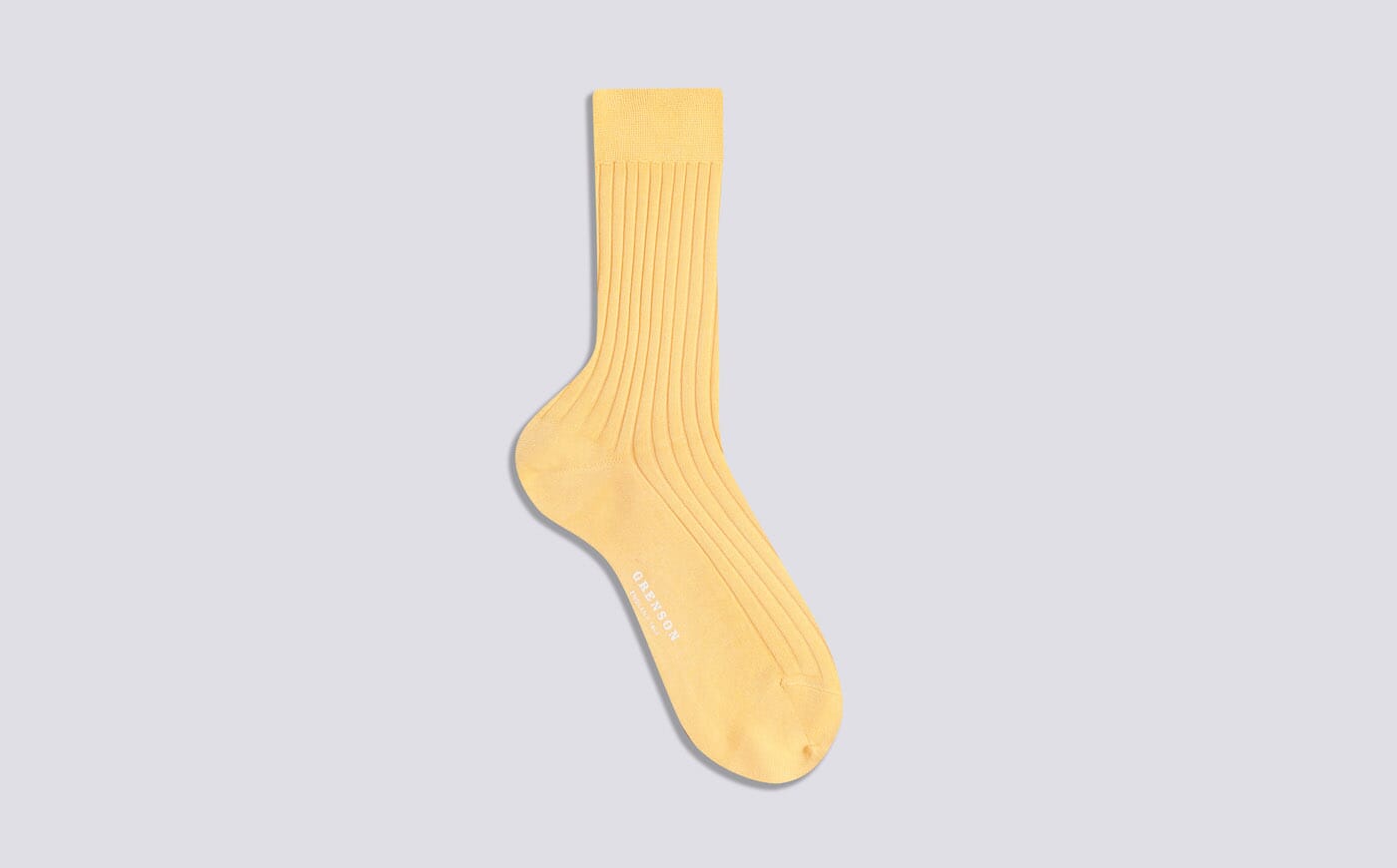 Womens Medium Ribbed Sock | Yellow Cotton | Grenson